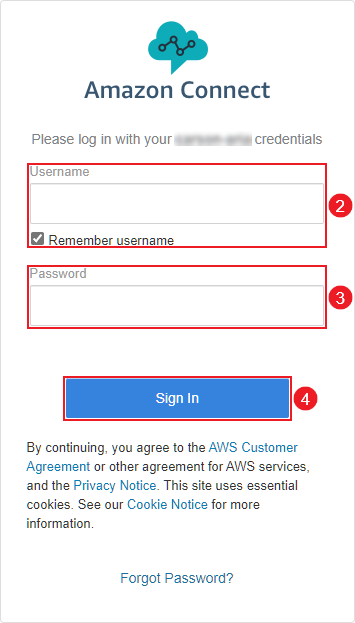 Sign Into Amazon Connect